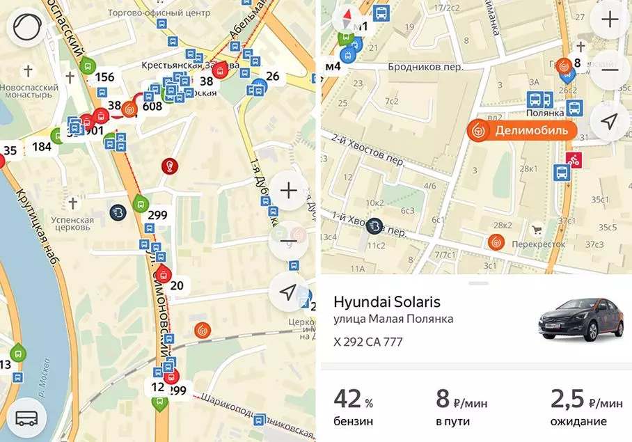 Yandex.transport bakal nunjukkeun mesin carcharing gratis 66883_1